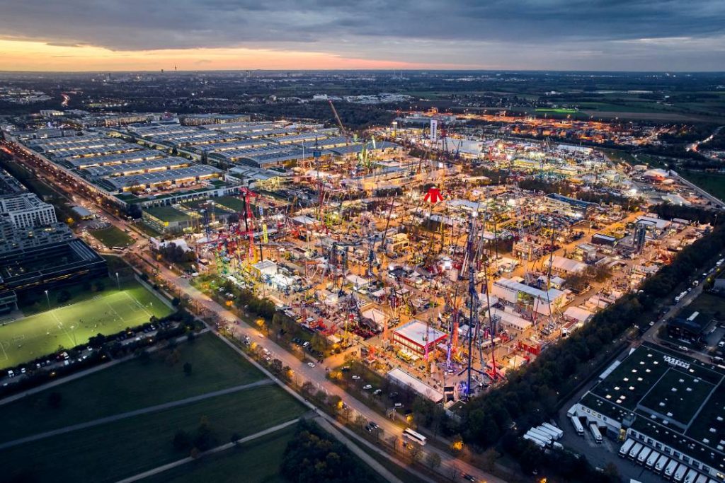 An electric array of display at bauma 2022 - Construction Week India