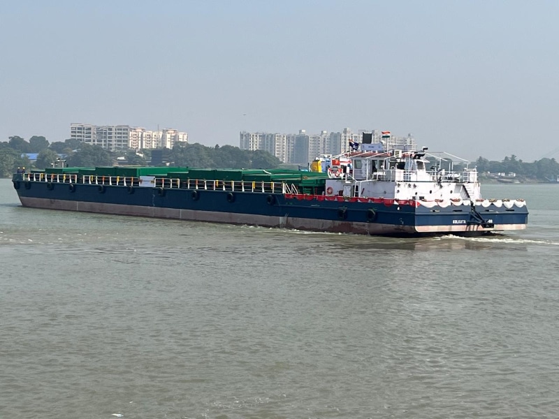 Transporting gypsum through inland waterways. UltraTech does